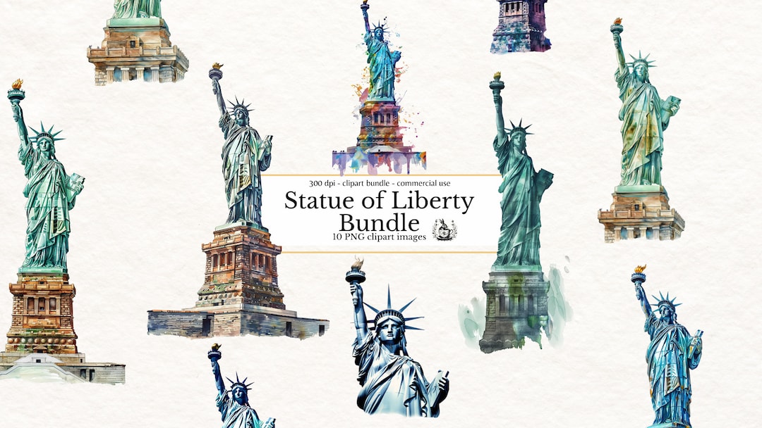Watercolor Statue of Liberty Clipart, Patriotic New York PNG Graphics ...