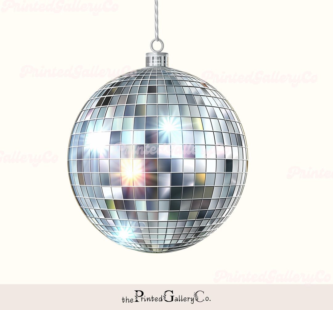 Hanging Disco Ball SVG & PNG, Glam Metallic Glitter Clipart, Disco ...