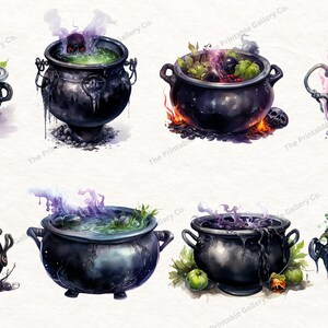 Watercolor Fantasy Cauldron Clipart, Gothic Magic Potion Clip Art ...