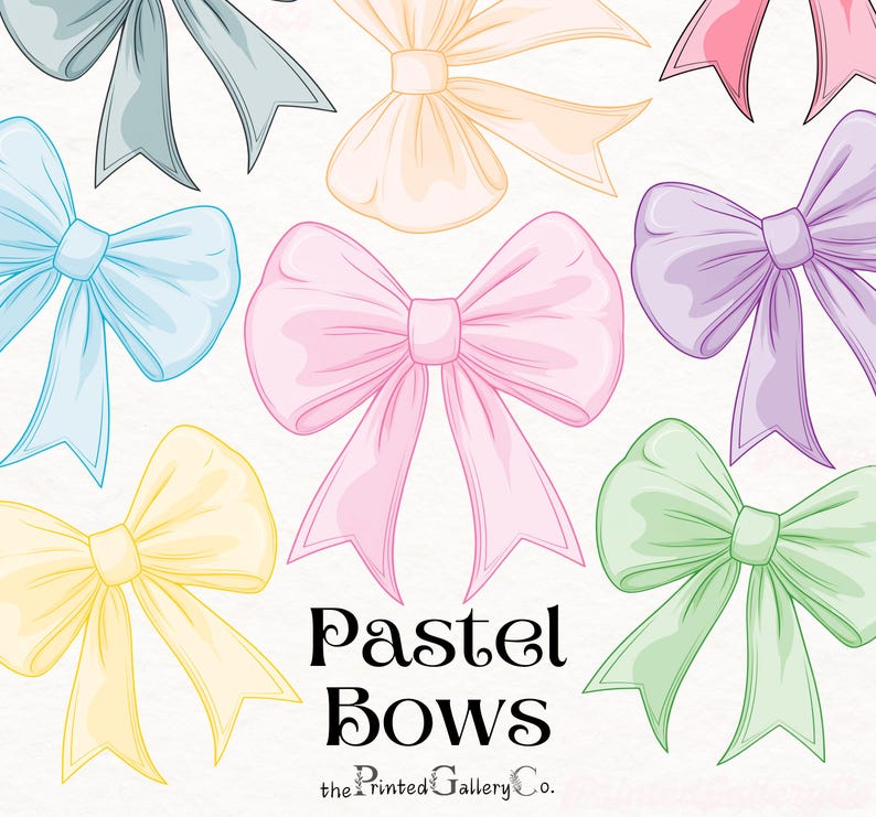 20 Pastel Ribbon Bow Coquette PNG Spring Bows Soft Girl Sublimation ...