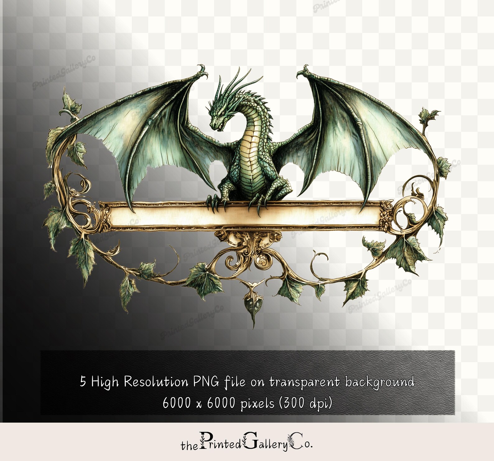 13 Gold Filigree Decorative Elements PNG Bundle, Medieval Dragon ...