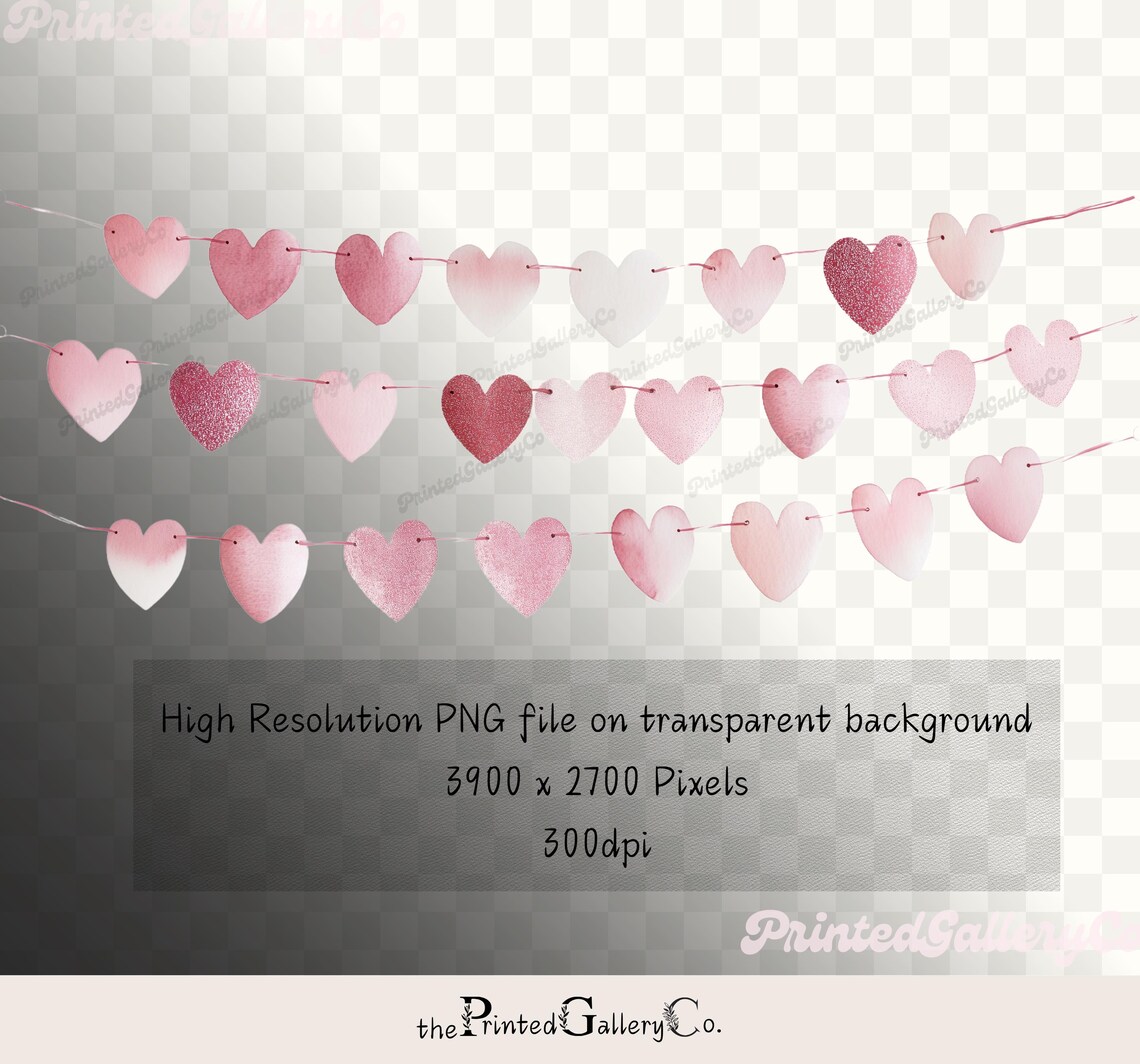 Heart Valentine Banner Clipart Pink Valentines Day Overlay PNG Cute ...