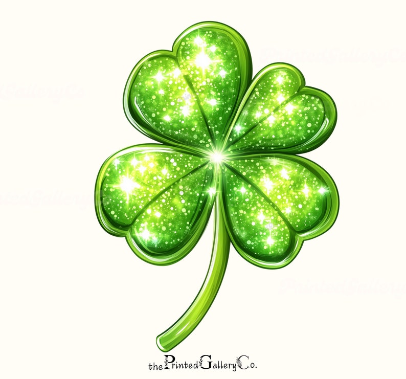 Glitter Brushstroke Shamrock PNG, Sparkle Clover Clipart Lucky Irish ...
