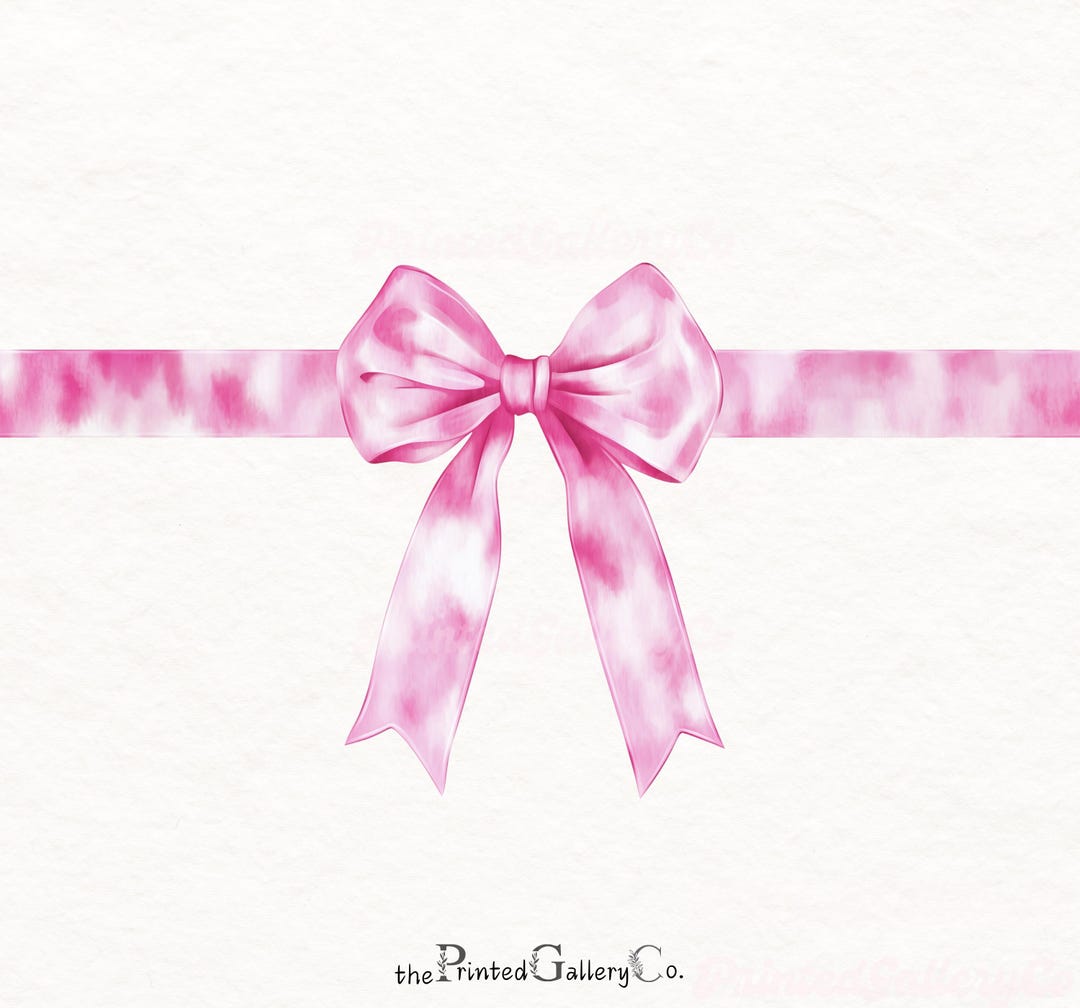 10 Vibrant Pink Coquette Ribbon Bow PNG, Watercolor Bow Clipart ...