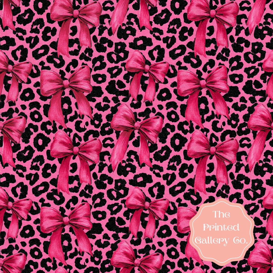 Hot Pink Leopard Print With Bows, Girly Seamless File (JPEG Digital ...