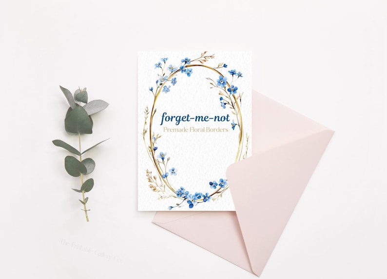 Watercolor Forget-me-not Flowers PNG Oval Wreath Border Blue Flower ...