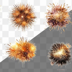 Celebration Gold Firework PNG Bundle, Glitter Firework Clipart, Wedding ...