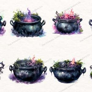Watercolor Fantasy Cauldron Clipart, Gothic Magic Potion Clip Art ...