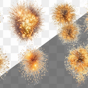 Celebration Gold Fireworks Clipart Bundle, Glitter Firework Commercial ...