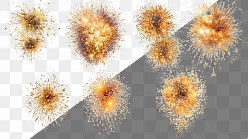 Celebration Gold Fireworks Clipart Bundle, Glitter Firework Commercial ...