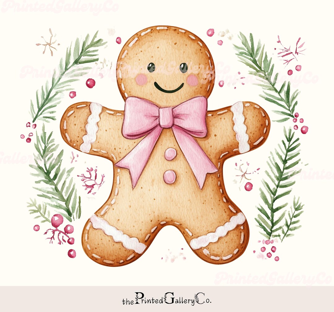 Watercolor Gingerbread Man SVG & PNG, Christmas Festive Gingerbread Man ...
