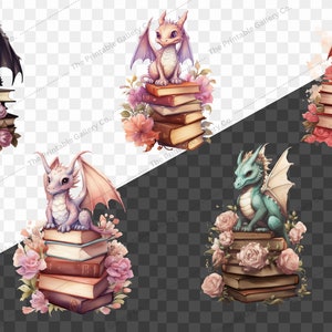 20 Fantasy Dragon Clipart Bundle, Floral Books Clip Art Digital ...