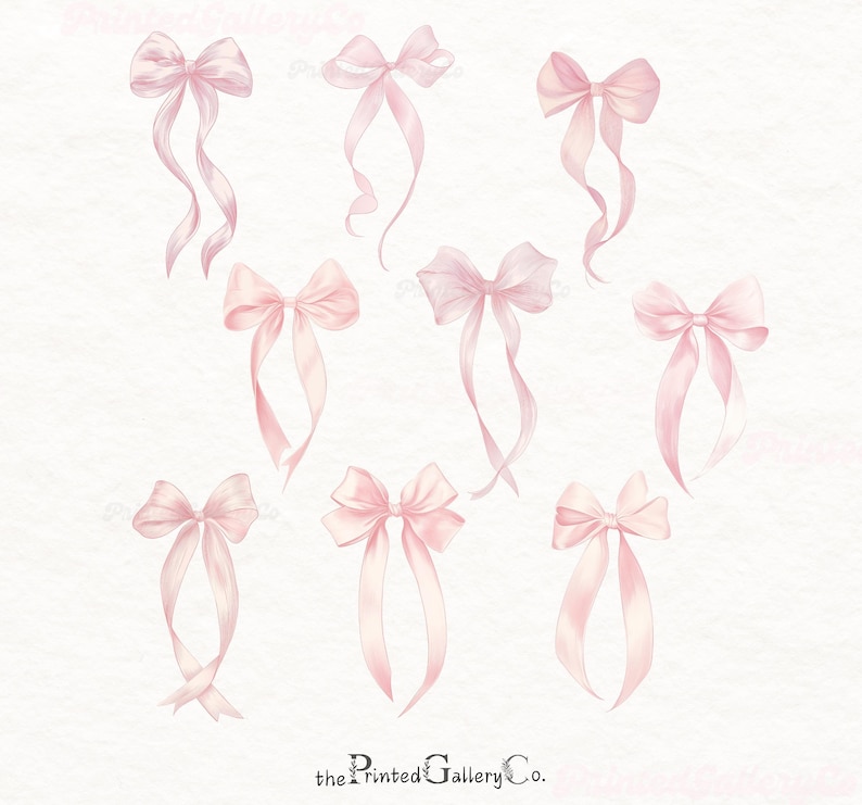 9 Pink Bows PNG Coquette Home Decor Thin Bow Collage PNG Girl Pink Bow ...