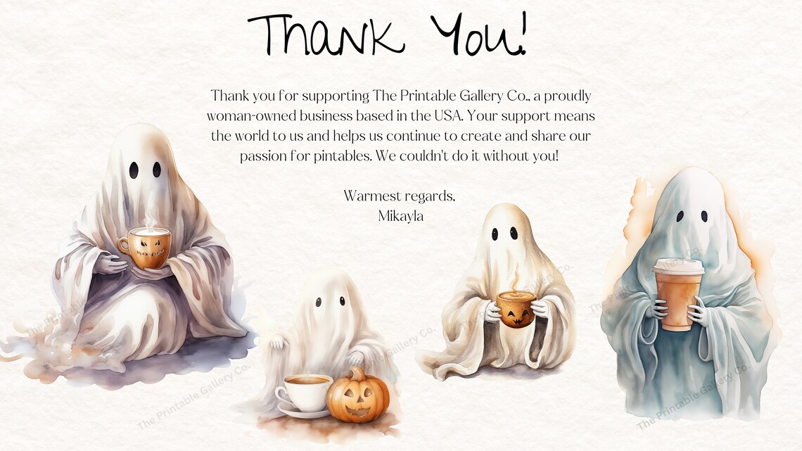 Cute Ghost Holding Coffee Clipart, Halloween Ghosts Commercial Use PNG ...