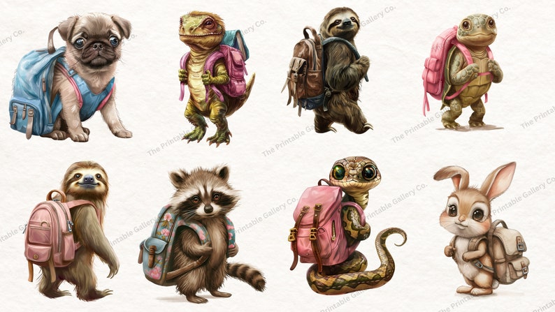 Cute Back to School Animal Student Clipart, Commercial Use PNG ...
