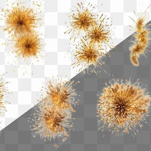 Celebration Gold Fireworks Clipart Bundle, Glitter Firework Commercial ...