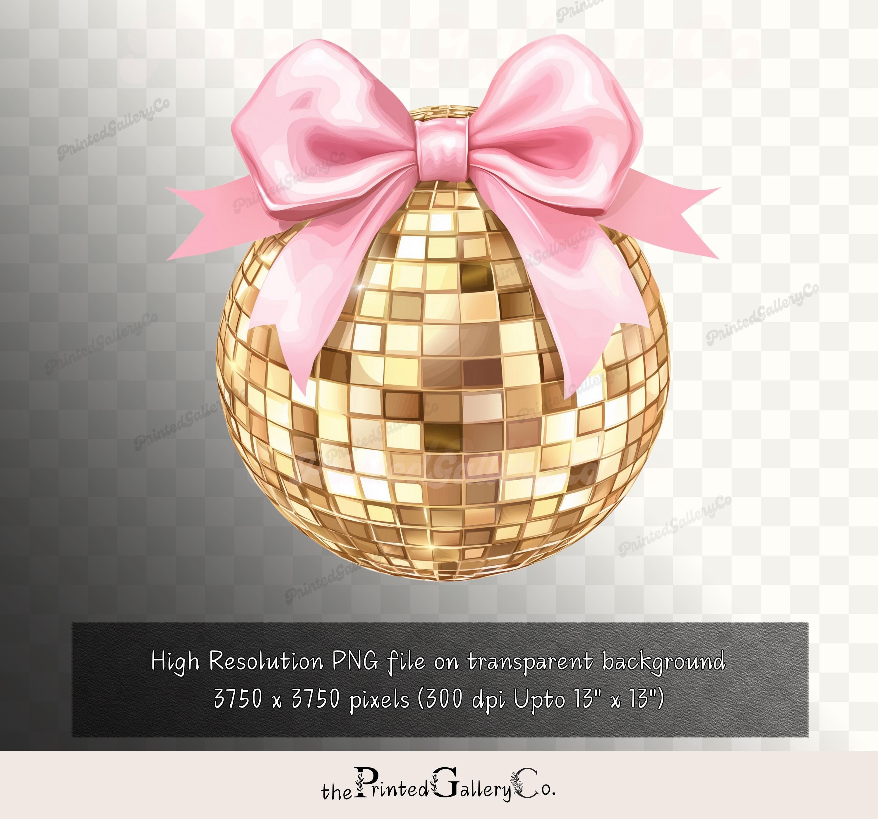 Retro New Year 2025 PNG | Pink & Gold Disco Ball Clipart | Trendy ...