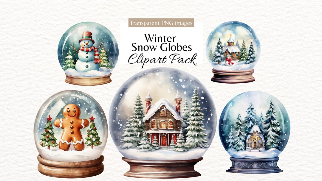 Winter Snow Globe Clipart, Festive Winter Holiday Clip Art for ...
