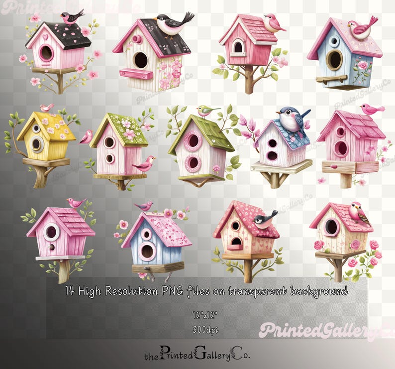 Cute Whimsical Birdhouse Clipart Bundle, Quirky Birds PNG, Whimsy ...