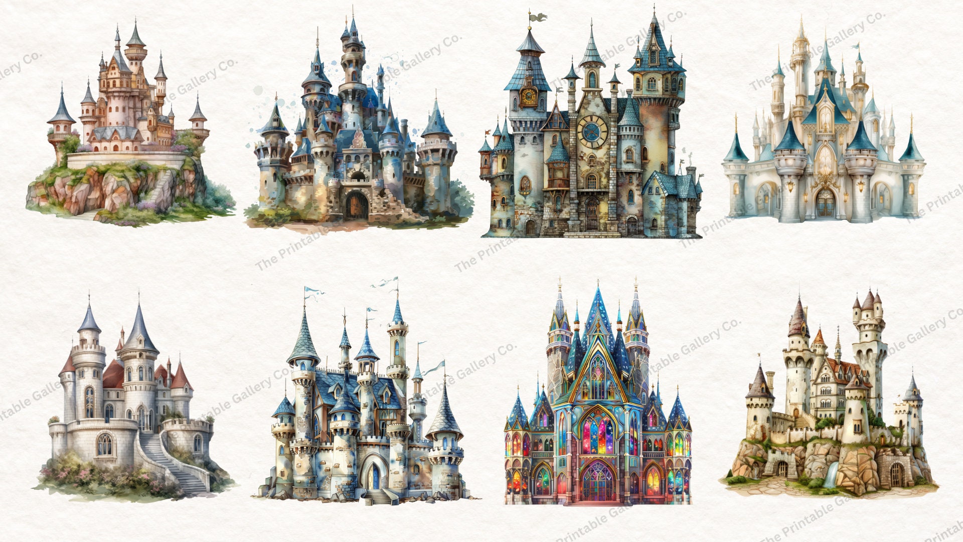 Watercolor Castle Clipart Bundle, Fantasy Castlecore Clip Art Bundle ...