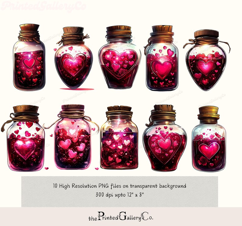 10 Love Potion Clipart, Valentines Day Clip Art, Romantic Holiday PNG ...