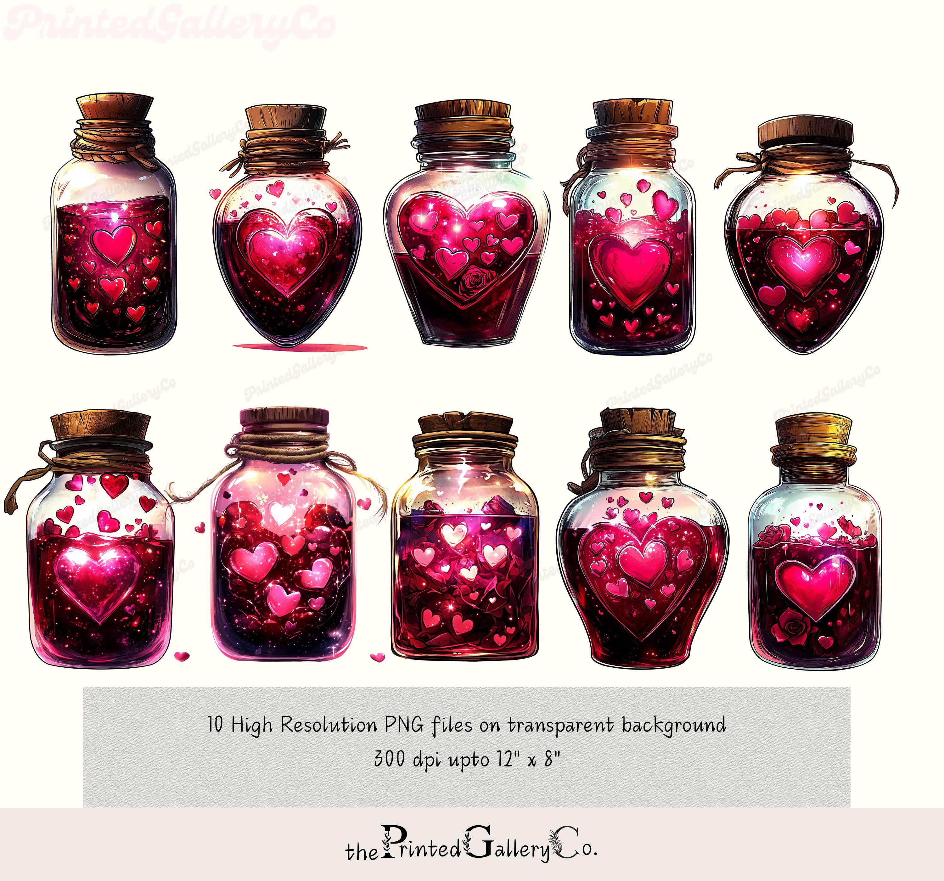 10 Love Potion Clipart, Valentines Day Clip Art, Romantic Holiday PNG ...