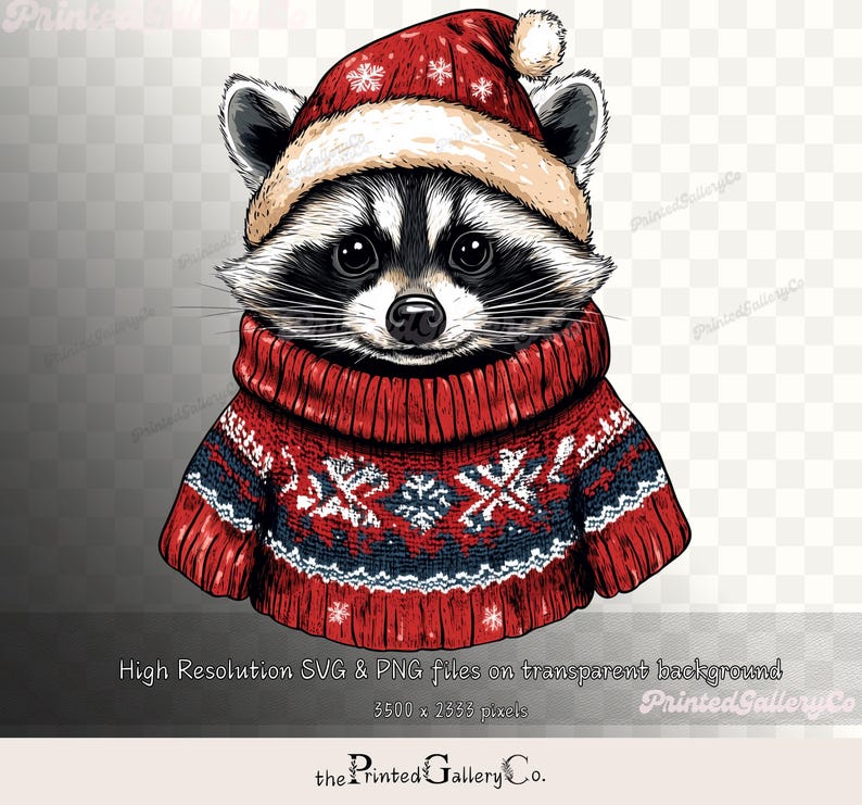 Cute Raccoon Ugly Sweater PNG & SVG, Funny Christmas Shirt Design, Cozy ...