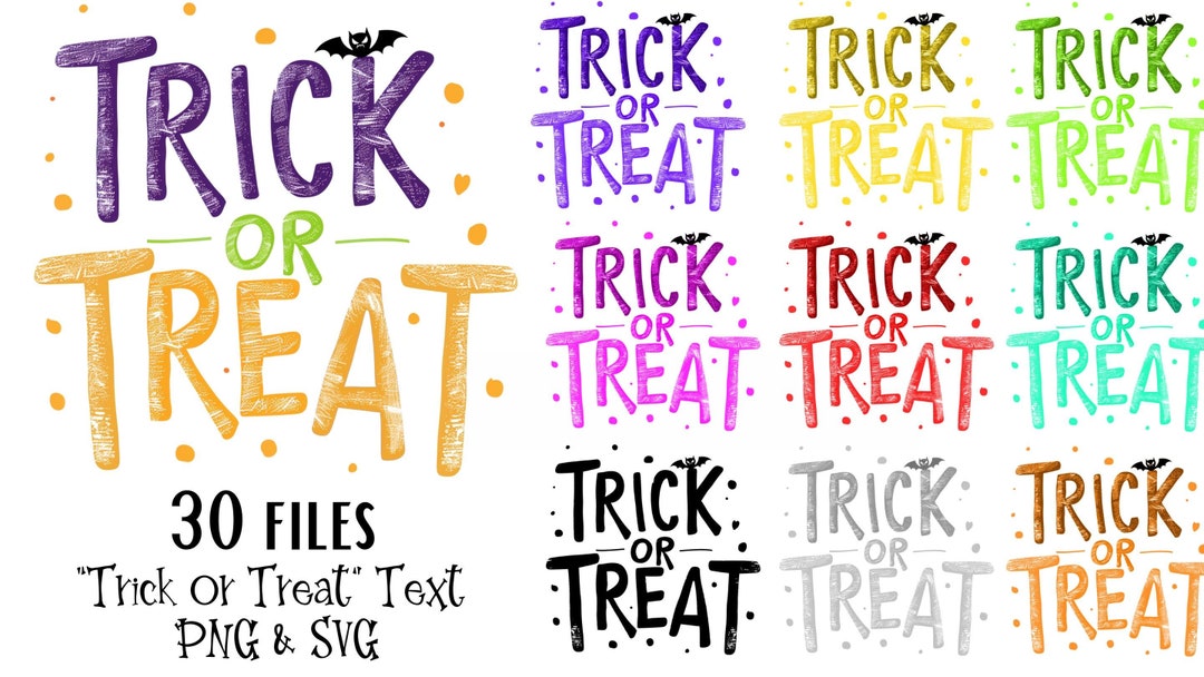 Halloween Font SVG & PNG trick or Treat Colorful Text Clipart, Spooky ...