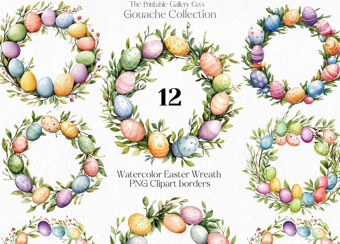 Watercolor Easter Borders, Foliage Borders, Easter Eggs, Watercolor ...
