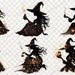 Glitter Halloween Witch Clipart, Spooky Witches, Broomstick, Brewing ...