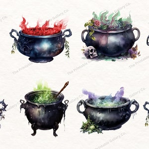 Watercolor Fantasy Cauldron Clipart, Gothic Magic Potion Clip Art ...