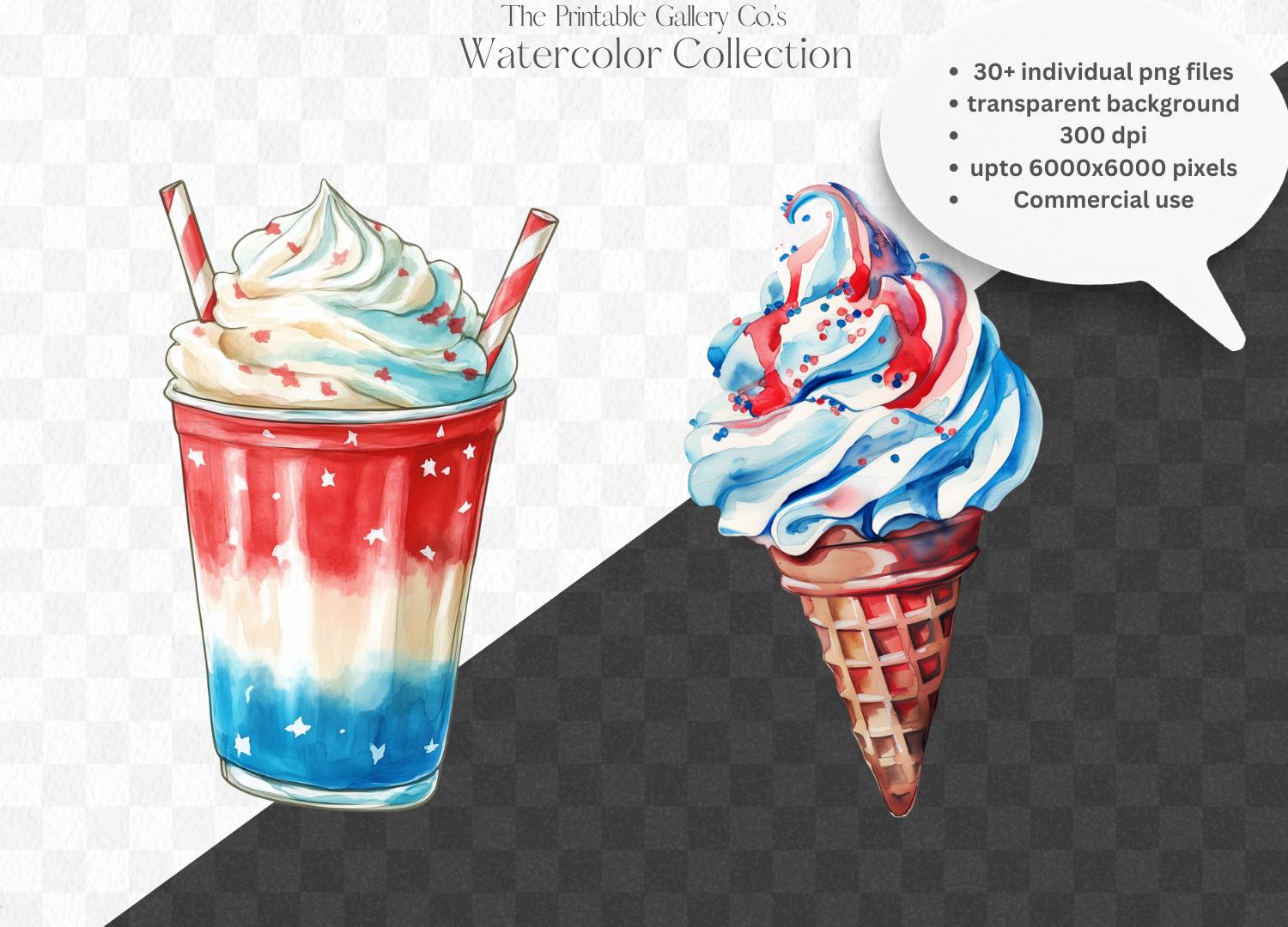 Celebration 4th of July Ice Cream Clipart Patriotic Popsicle PNG Bundle ...