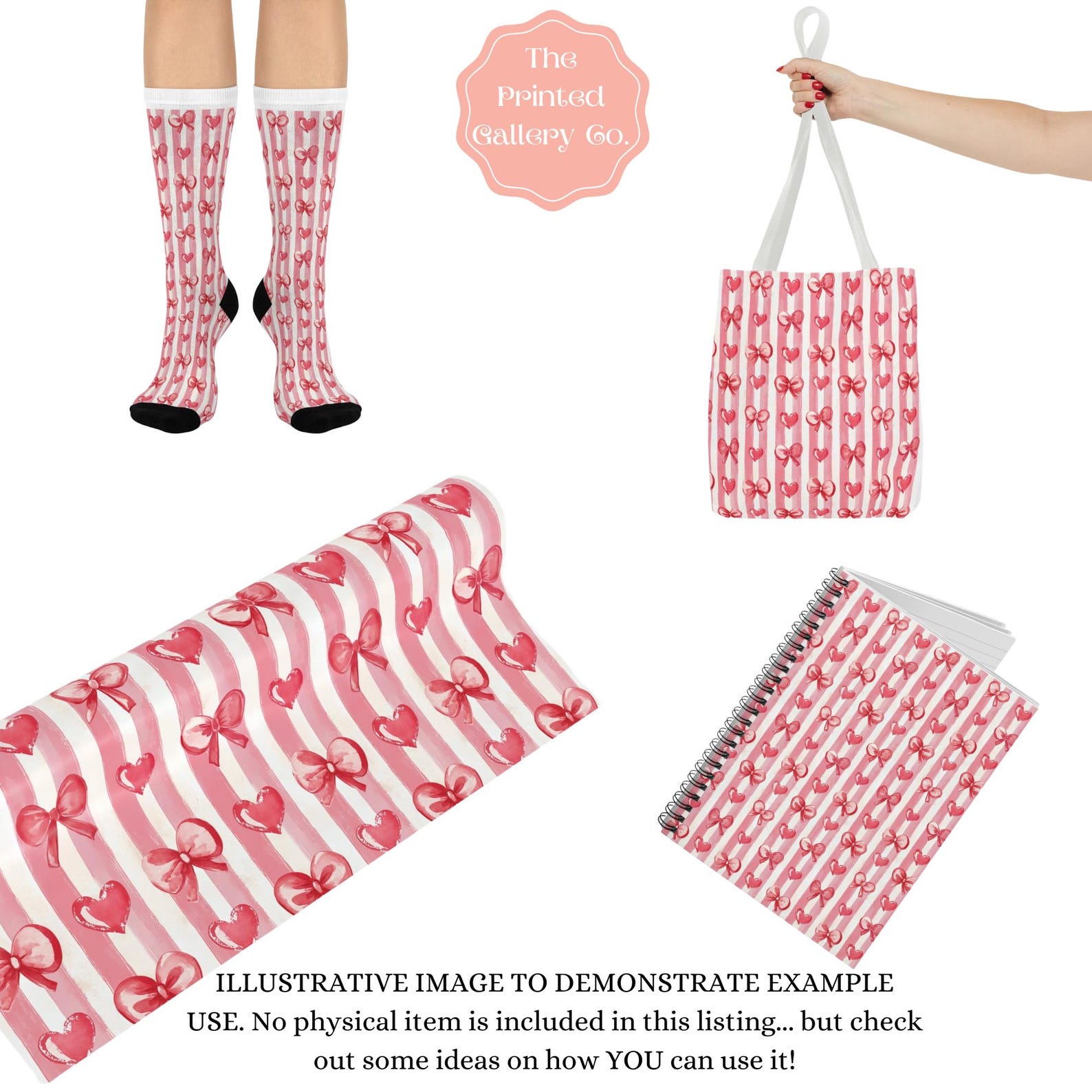 Valentine Seamless Coquette Bow and Heart Stripes Repeating Pattern ...