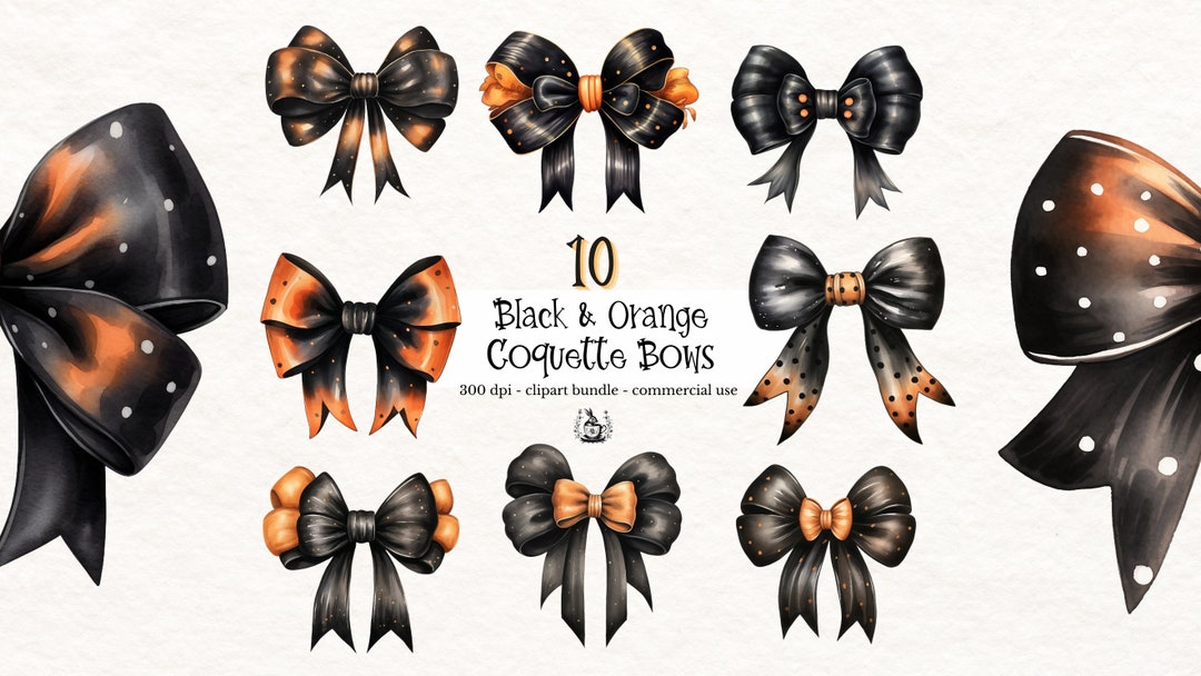 Halloween Coquette Bows Clipart, Gothic Aesthetic Commercial Use PNG ...
