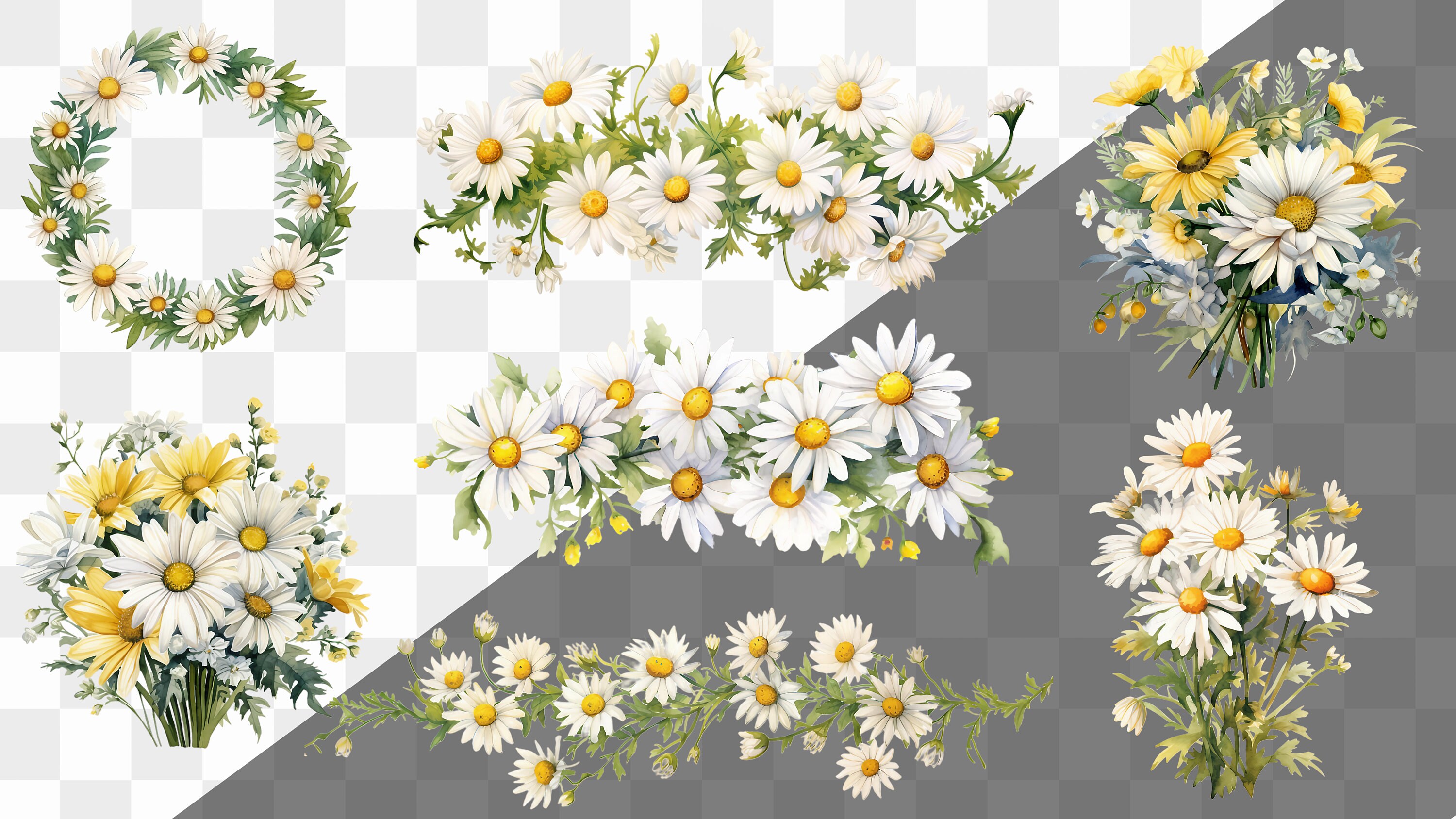 Spring Daisy Clipart | Watercolor April Birth Flower Clip Art | Flower ...