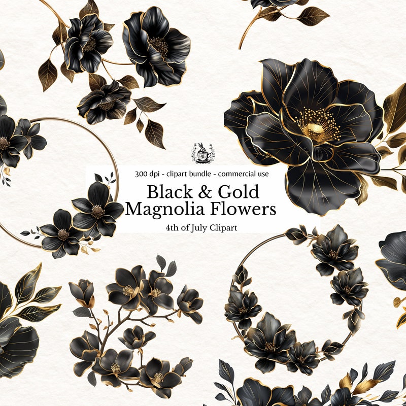 Metallic Gold Florals - Etsy