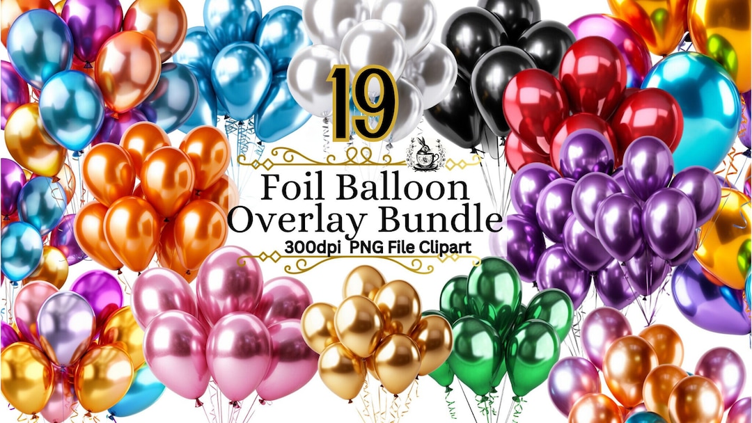 Foil Balloon Overlay Clipart PNG, Colorful Birthday Balloon Clip Art ...