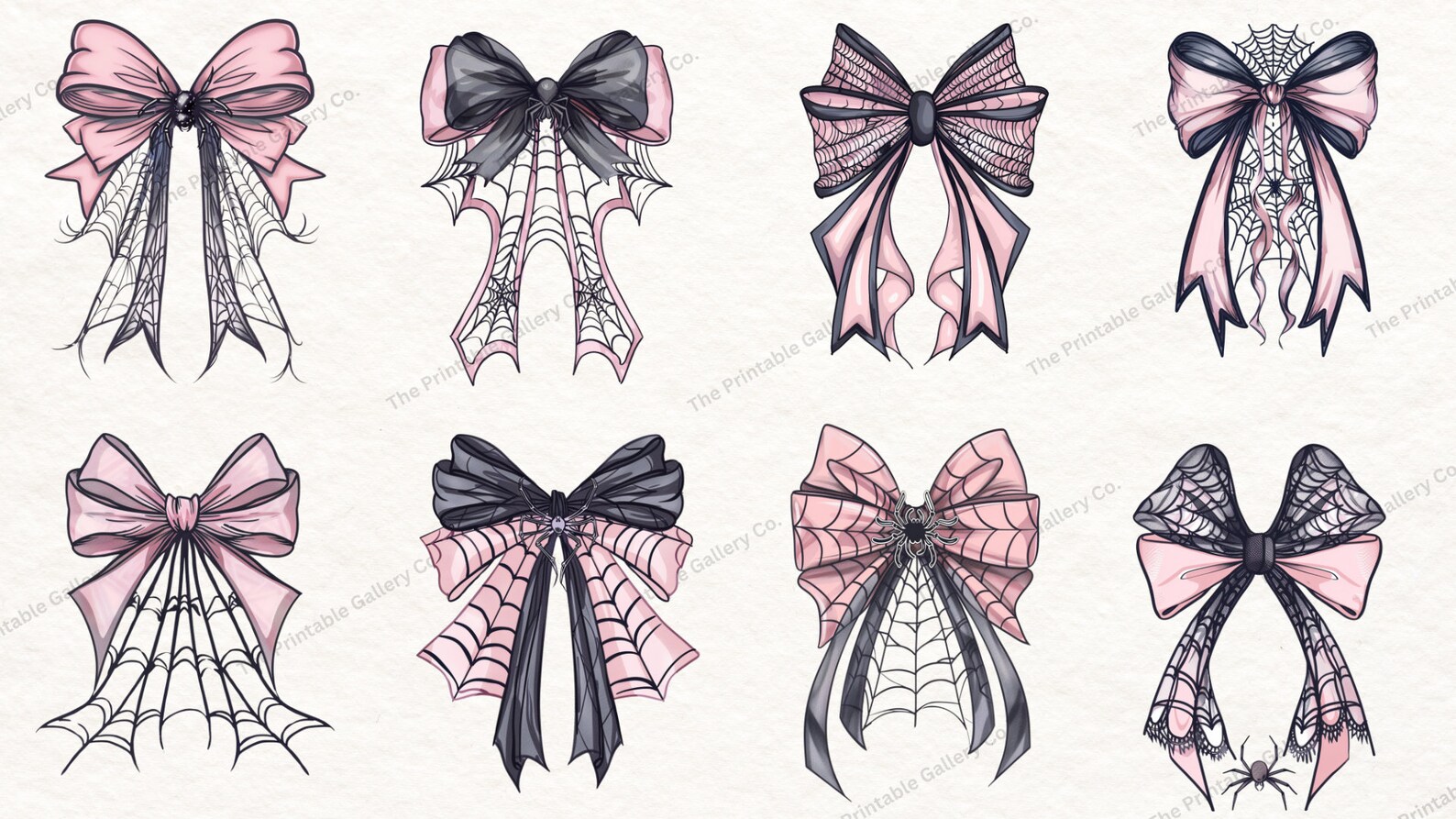 Pink and Black Halloween Bow Clipart, Pastel Pink Halloween Commercial ...