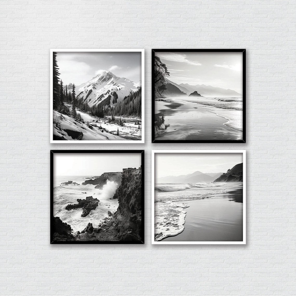 Nature Prints, Set of 4 Prints, Digital Prints, Black and White Prints ...