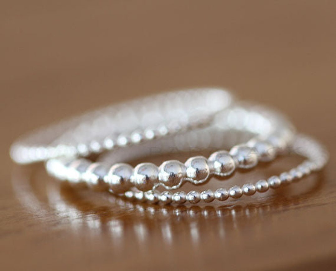 Silver Stackable Rings, Set of 3 Simple Sterling Silver Ring, Stacking ...