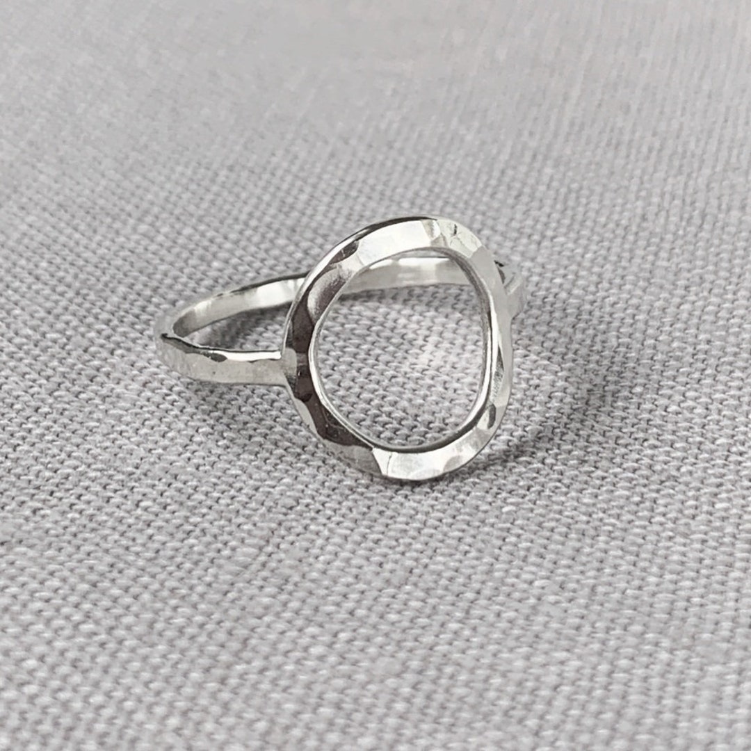 Circle Ring Hammered Silver Ring Sterling Silver Ring Open - Etsy