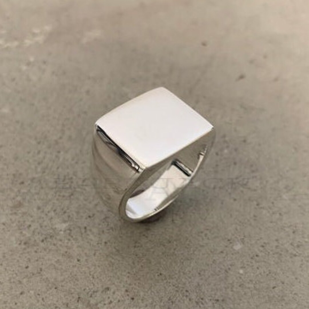 Solid Sterling Silver Signet Ring, Rectangle Signet Ring, Men Signet ...