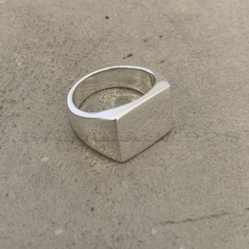 Solid Sterling Silver Signet Ring, Rectangle Signet Ring, Men Signet ...
