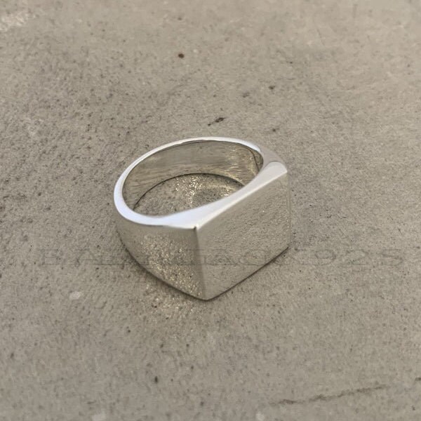 Solid Sterling Silver Signet Ring, Rectangle Signet Ring, Men Signet ...