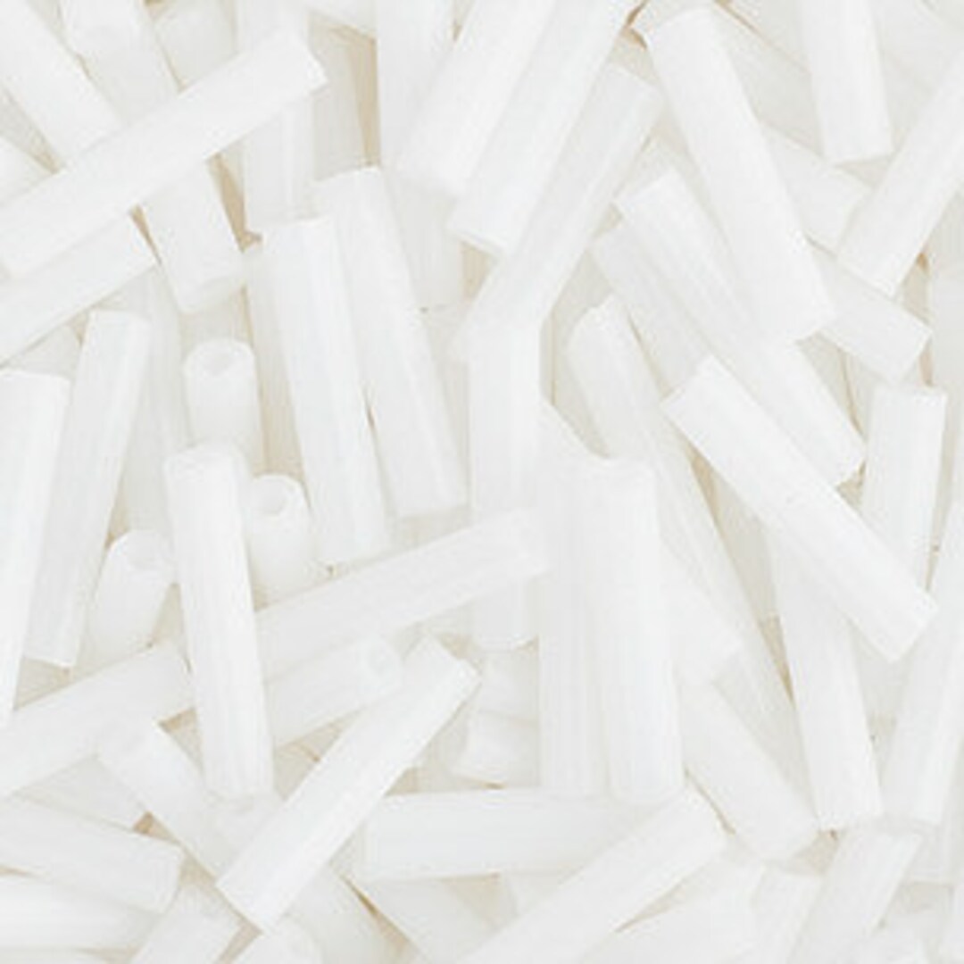White Opaque, #4 Bugles, 9mm, Glass, Approximately 10 G, 20 G or 50 G ...