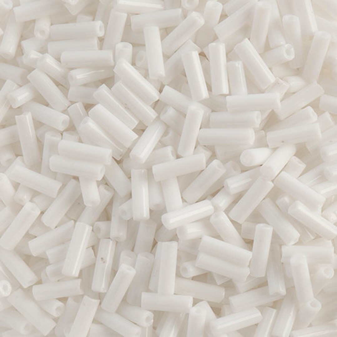 Bugles White Opaque, #3, 6mm , Czech Preciosa, Glass, Approximately 10 ...