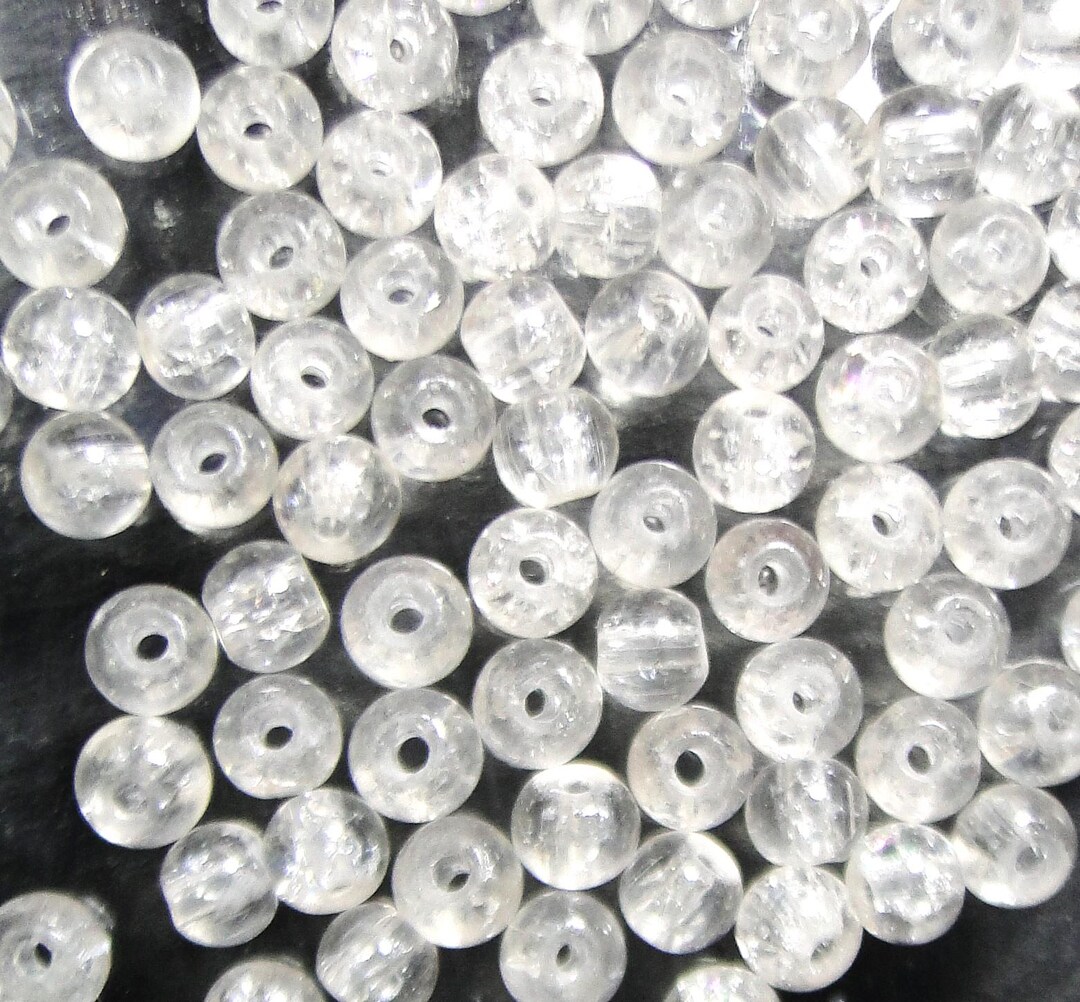 Crackled Moon Shatter, 6/0 , Round Glass Beads, 10g / 100 Beads Approx ...