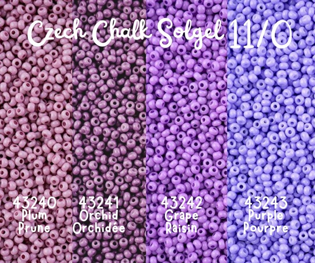 Violets, Collection Chalk Solgel, Czech, Preciosa, 43240, 43241, 43242, 43243, Czech 11/0 ...