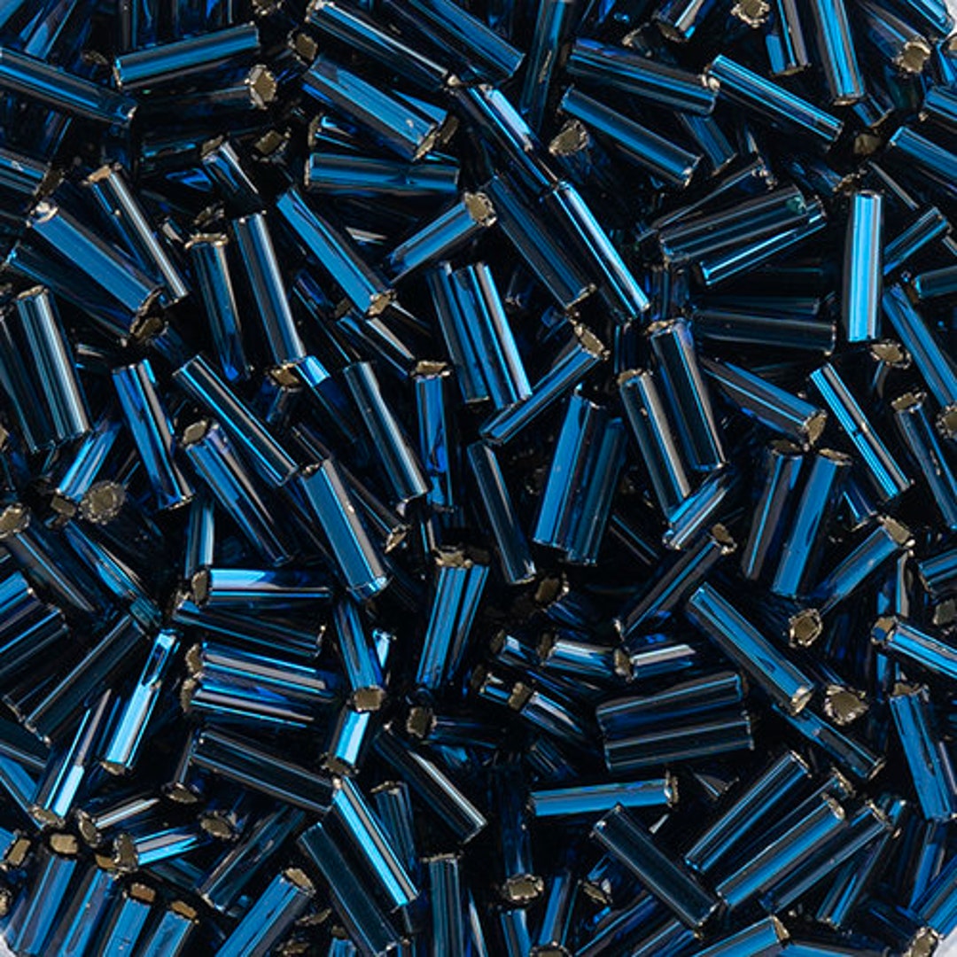 Bugles Dark Aqua Silver Lined, #3, Bugles 6mm, Czech Preciosa Bugles ...