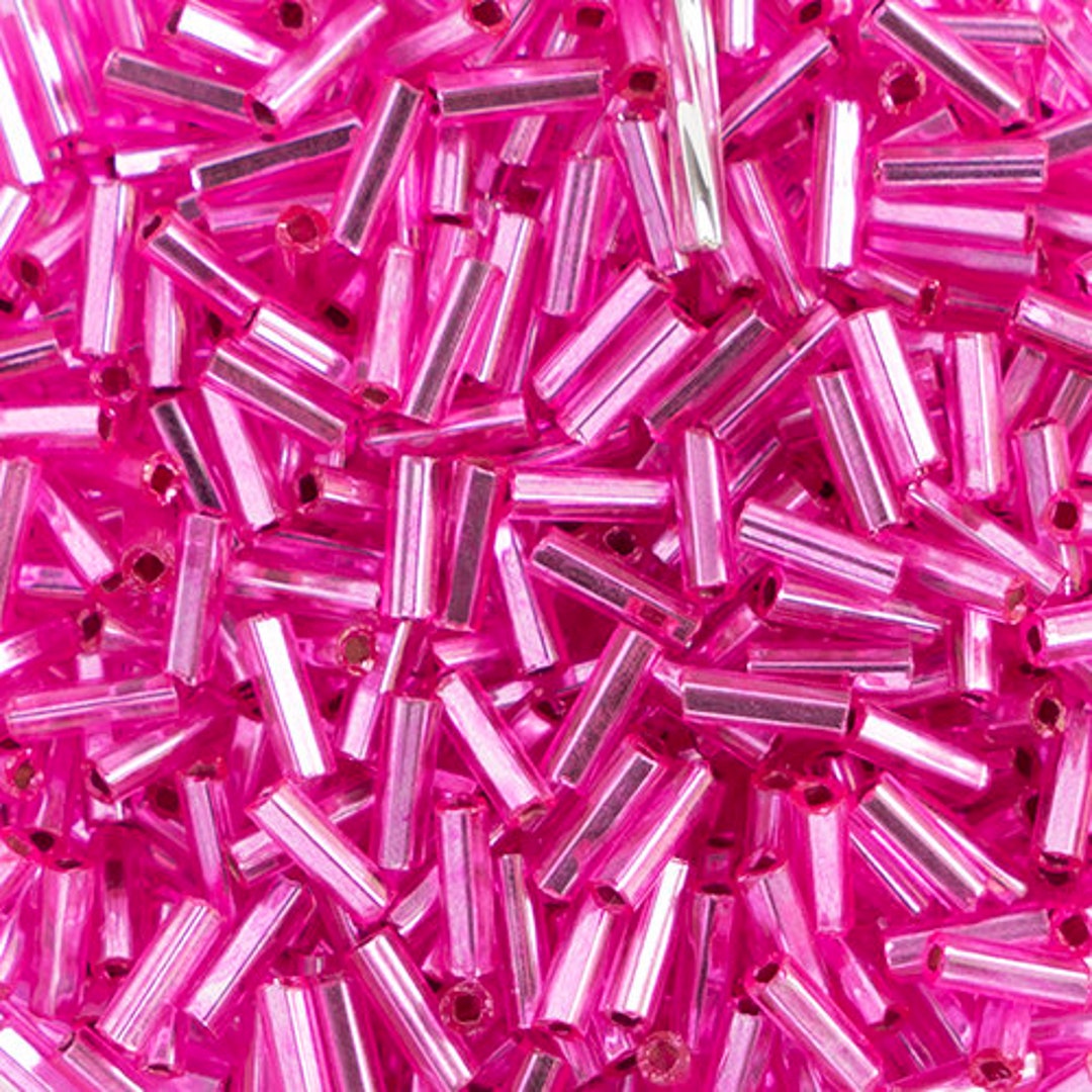 Fuchsia Dyed, #3, Bugles 6mm , Czech Preciosa Bugles, Glass ...